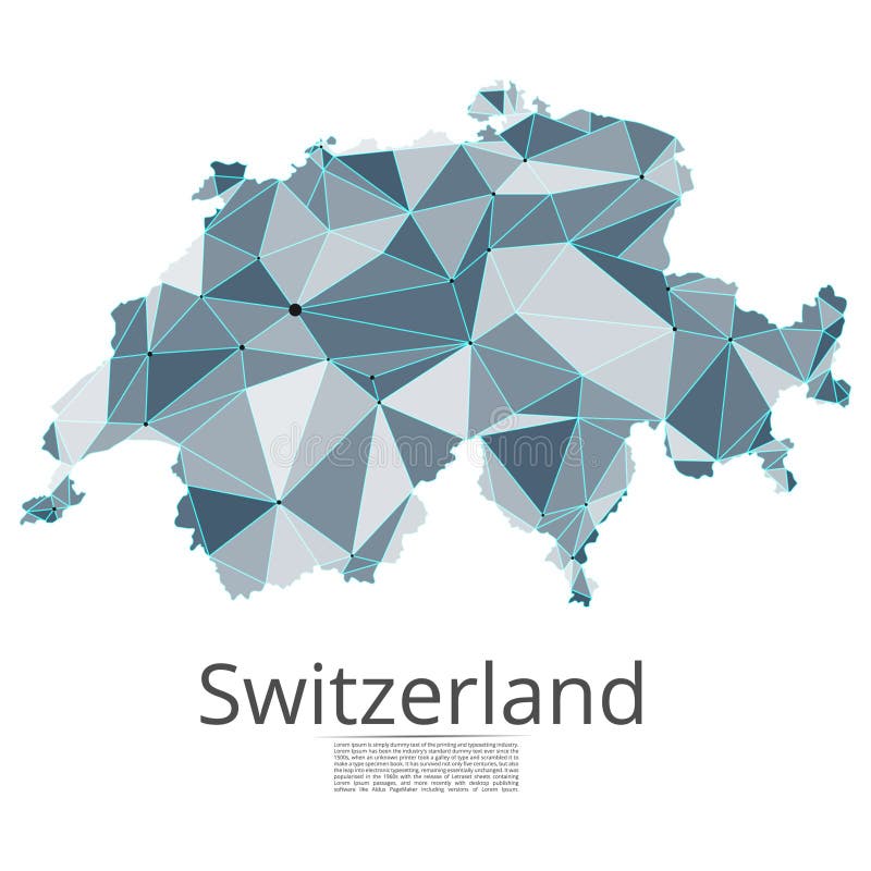 Switzerland - Communication Network Map of. Stock Vector - Illustration ...