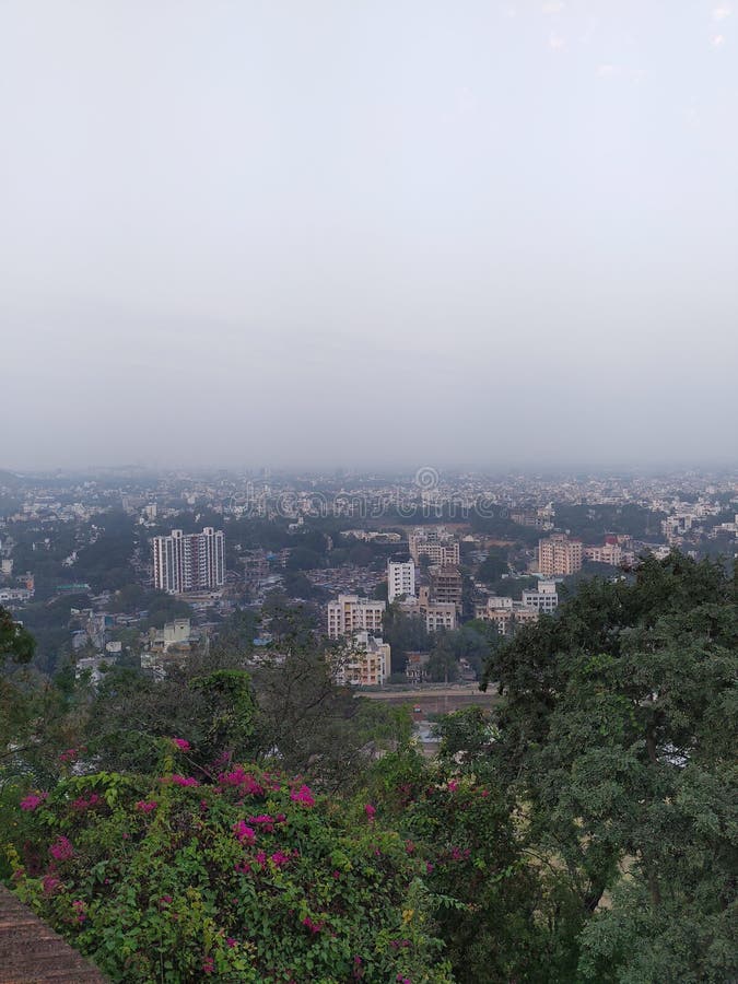Cities View in Spring Season from Nearby Parks or Forest Stock Image ...