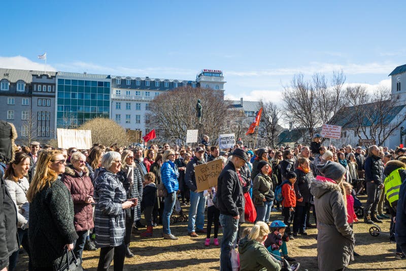 Citizens in Reykjavik, Protesting Against the Government of Iceland ...