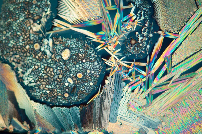Citric Acid Crystals in Polarized Light Stock Photo - Image of yellow ...