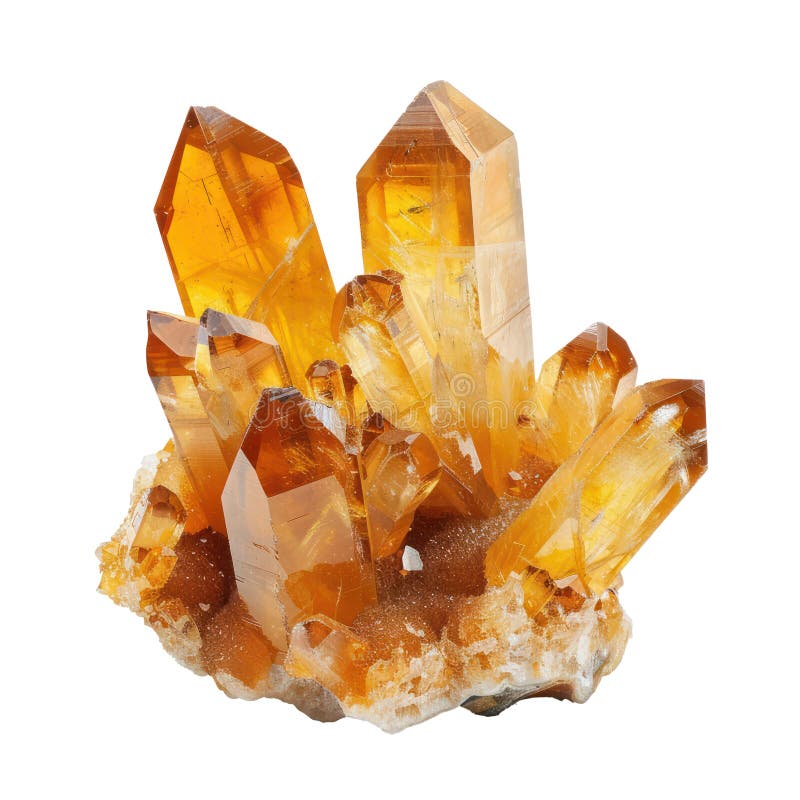 Citrine Crystals Front View Isolate Stock Photo - Illustration of ...