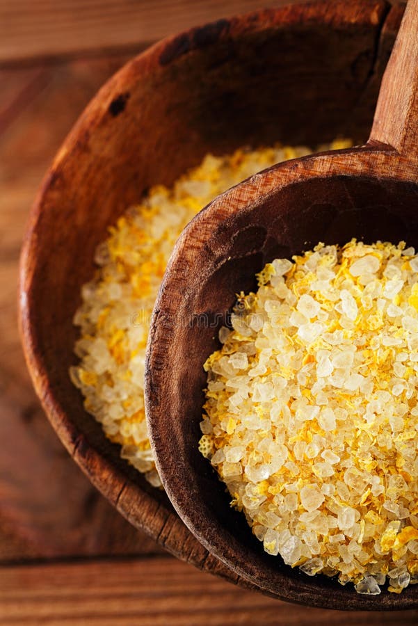 Citron Lemon Salt in Rustic Wooden Spoons Stock Image - Image of ...