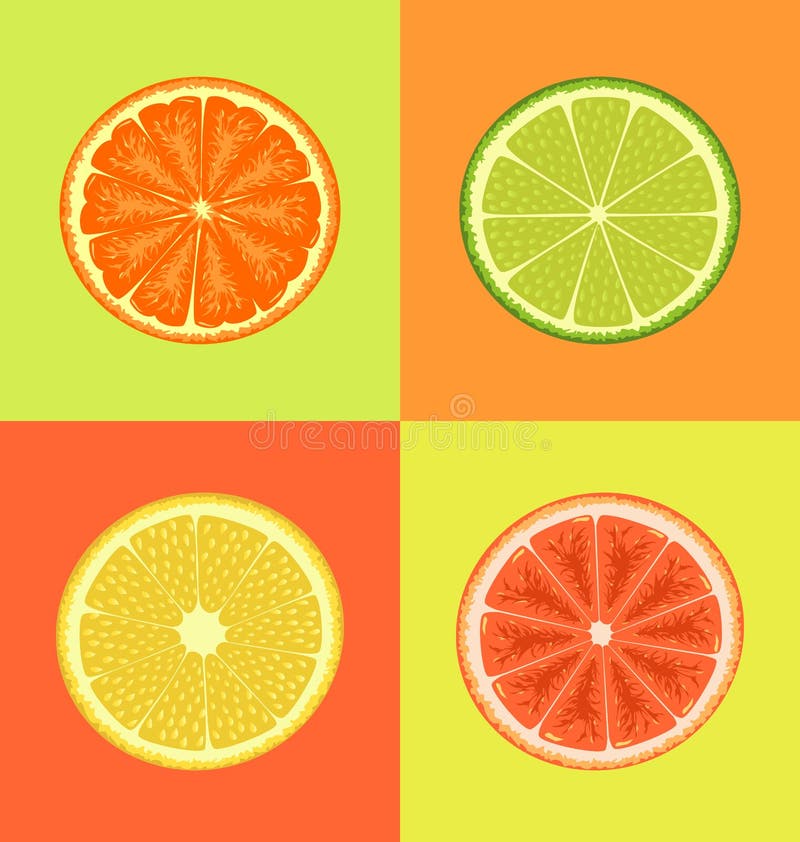 Citrus on Different Colors Backgrounds Stock Vector - Illustration of ...