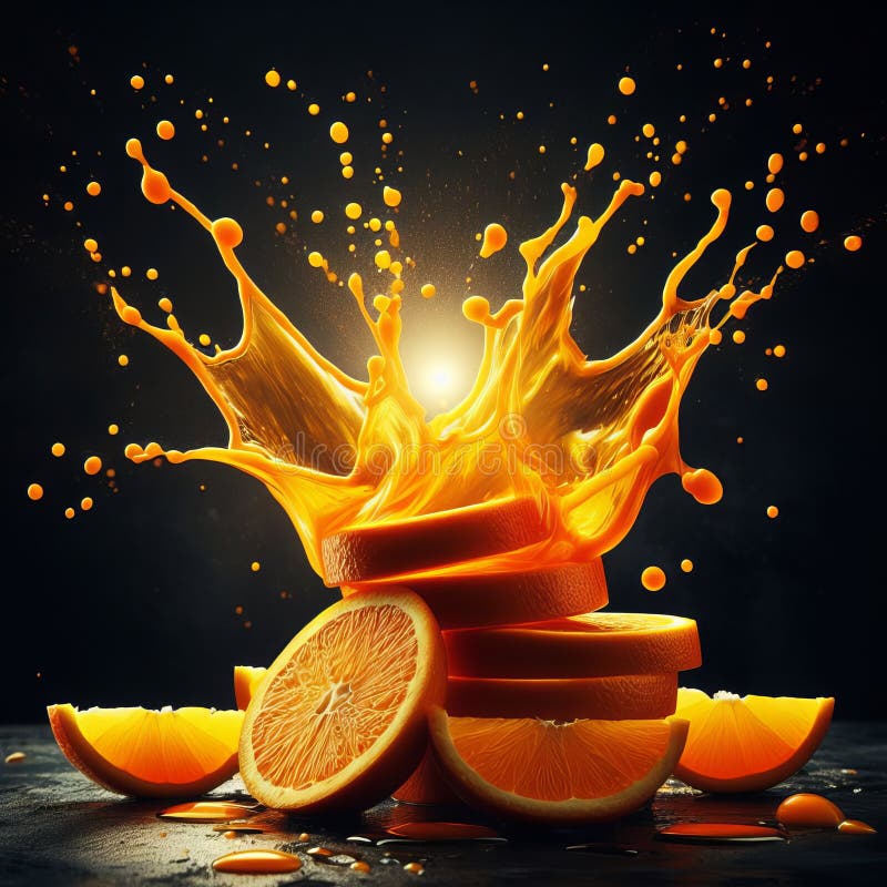 Citrus Explosion: Fresh Orange Delight Stock Photo - Image of splash ...