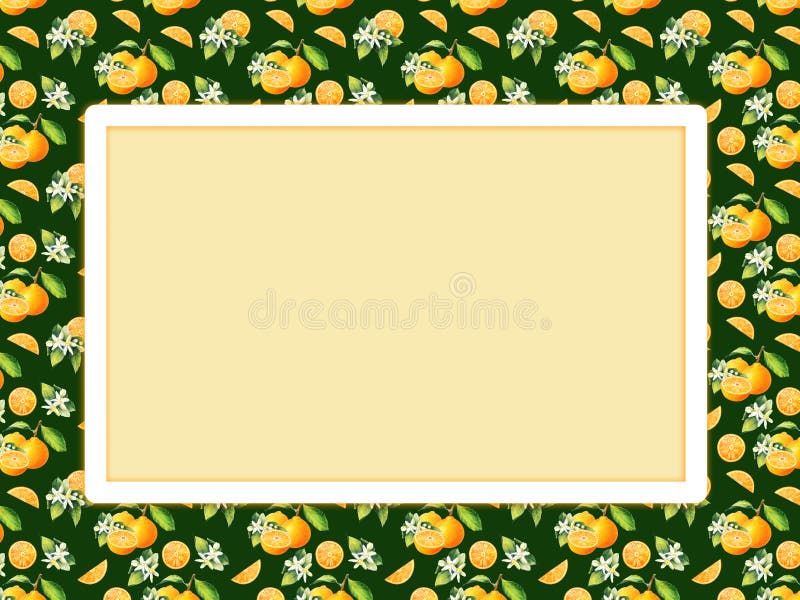 Citrus Frame Illustration Art, Orange Hand Drawn Design Stock ...