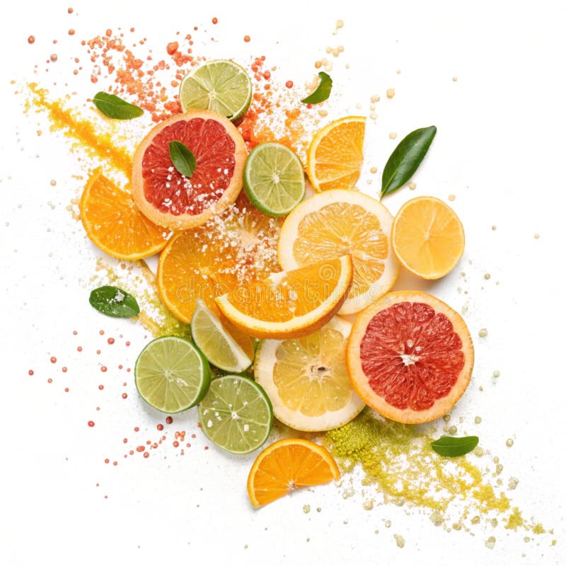 Citrus Fruit Explosion Isolated on Transparent Background Stock ...