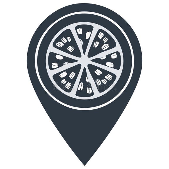 Citrus Fruit Slice Inside Navigation Location Pointer Icon for Mapping ...