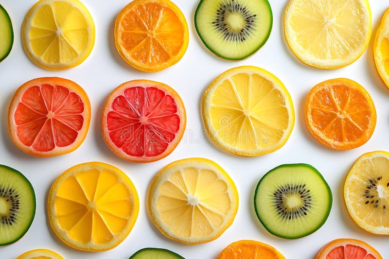 Citrus Fruit Slices Pattern Stock Illustration - Illustration of life ...