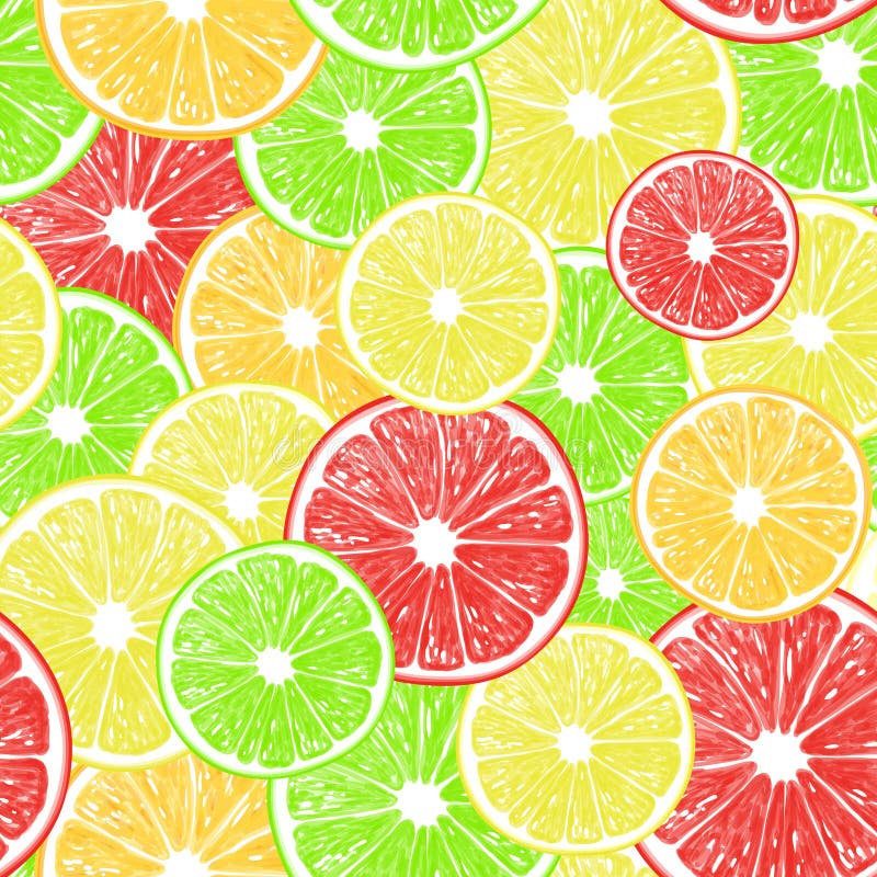 Citrus Fruit Slices Pattern Stock Illustration - Illustration of ...