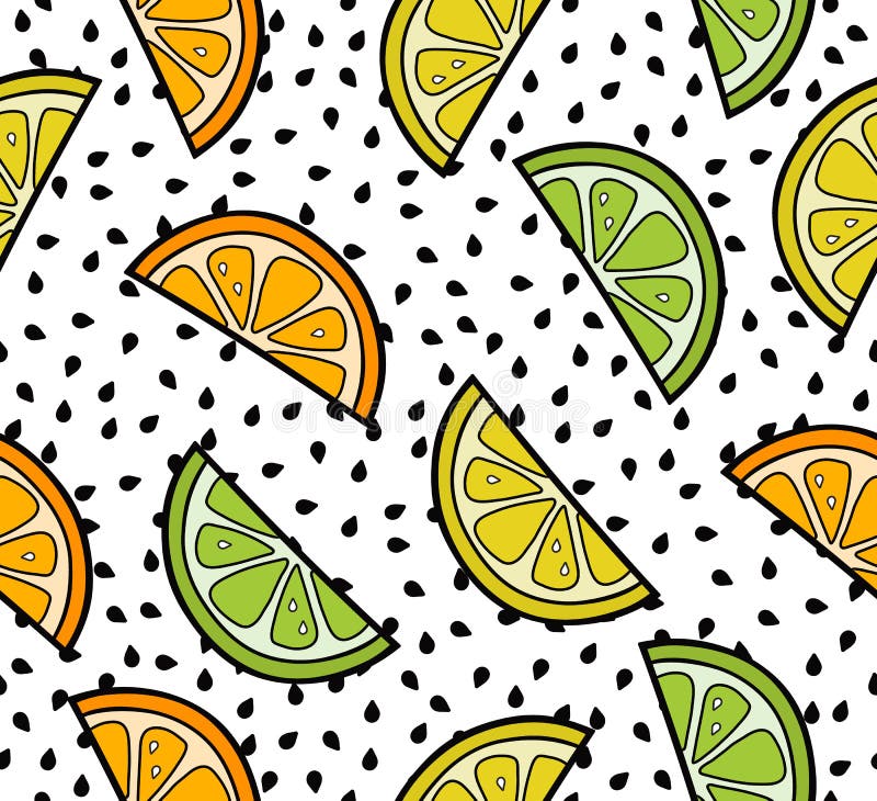 Citrus Fruit Slices Summer Seamless Pattern Stock Illustration ...