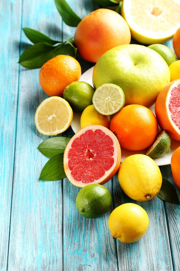 Citrus fruits stock image. Image of delicious, blue, board - 68706637