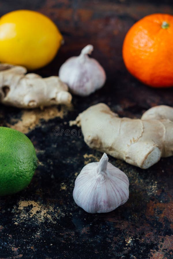 Fruits with garlic stock photo. Image of multicolor, close - 75563430