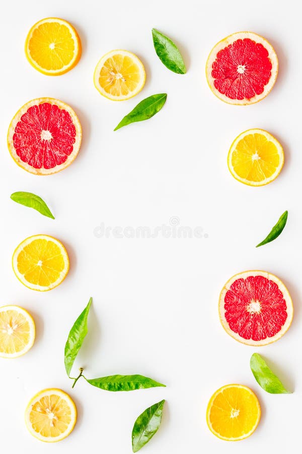 Citrus Fruits - Lemons, Grapefruit Slices - on White Background Mockup ...