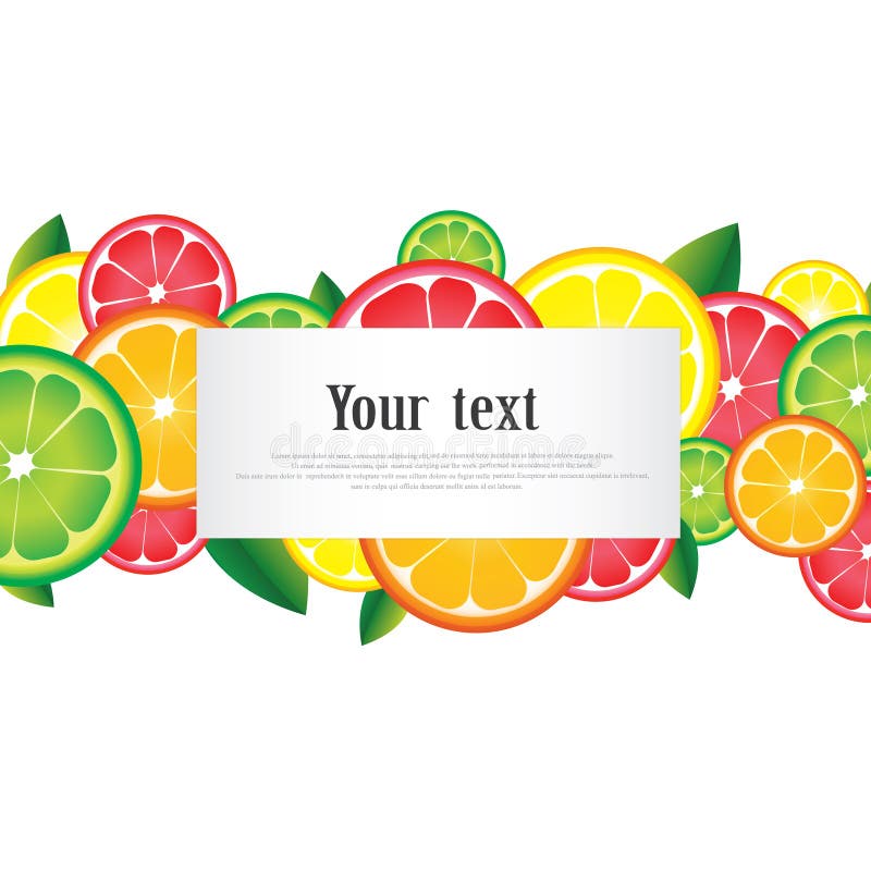 Citrus Frame, Border With Space For Text Or Photo. Summer Print ...