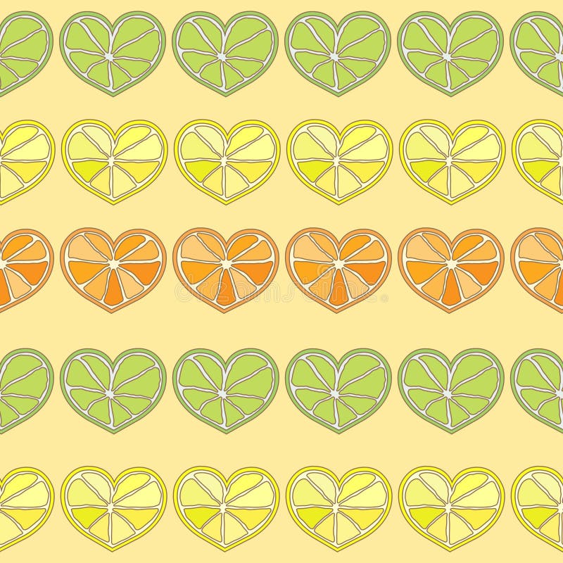 Citrus Hearts Seamless Pattern Stock Vector - Illustration of ...