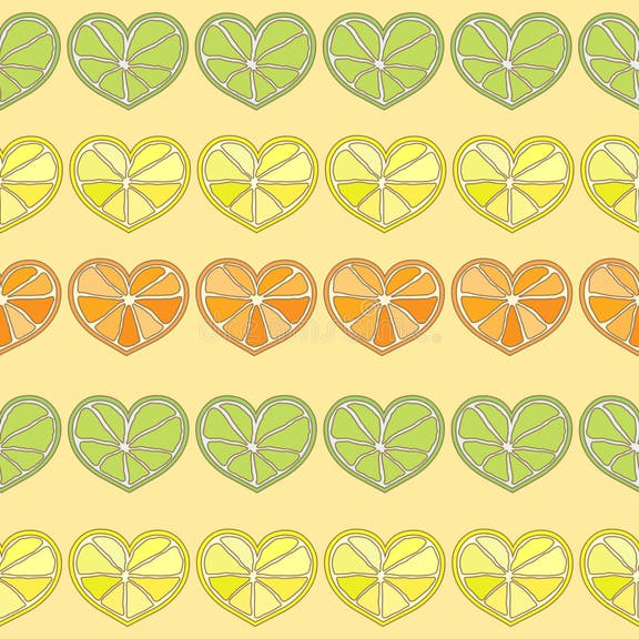 Citrus Hearts Seamless Pattern Stock Vector - Illustration of ...