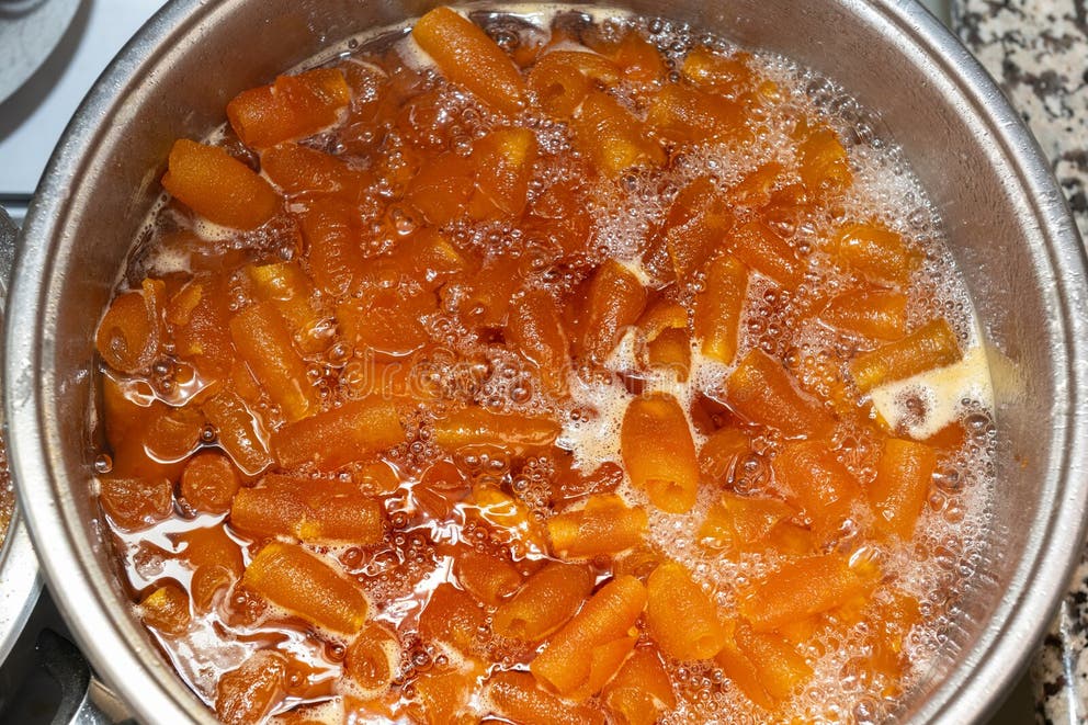 Citrus Jam Cooked in a Saucepan. Jam Boiling on the Fire Stock Image ...