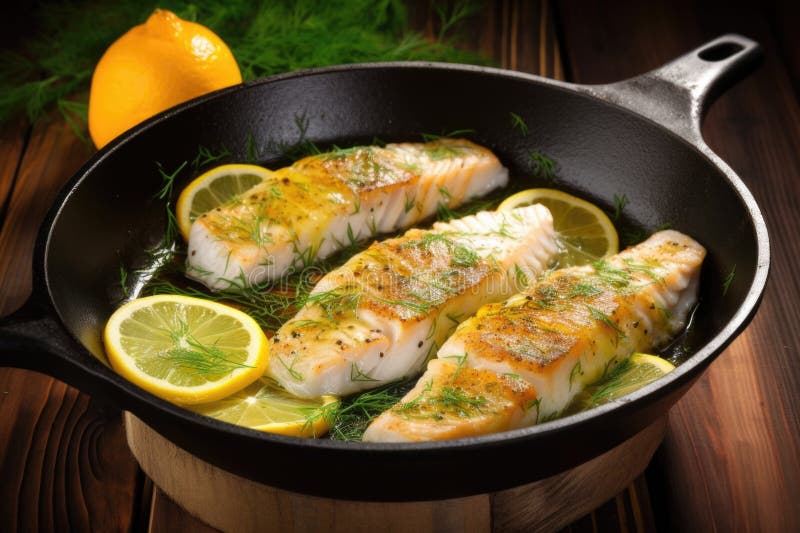 Citrus Marinated Fish Fillet in a Frying Pan Stock Image - Image of ...