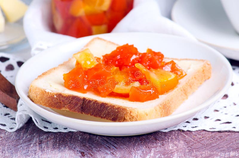 Citrus marmalade on bread stock image. Image of marmalade - 36937397