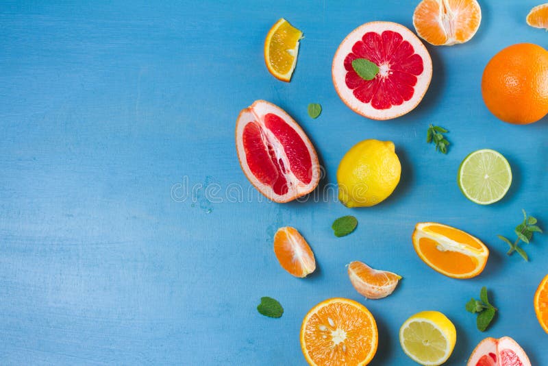 Citrus pattern on blue stock photo. Image of mixed, green - 93112232