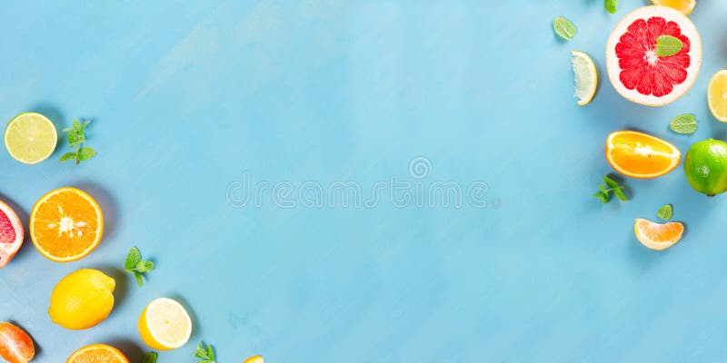 Citrus pattern on blue stock image. Image of popart - 186970585