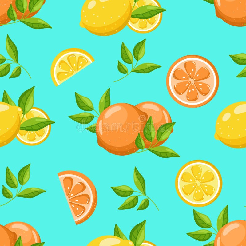 Citrus Seamless Pattern on Bright Background Stock Illustration ...
