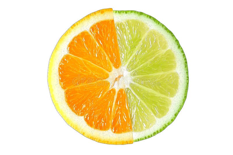 Citrus Slice, Orange, Lemon, Lime, Isolated on White Background ...