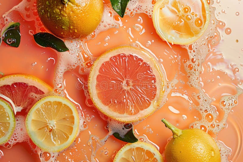 Citrus Splash: Fresh Oranges, Lemons, and Limes in Sparkling Water ...