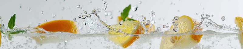 Citrus Splash in Water. Refreshing and Vibrant Scene Stock Illustration ...