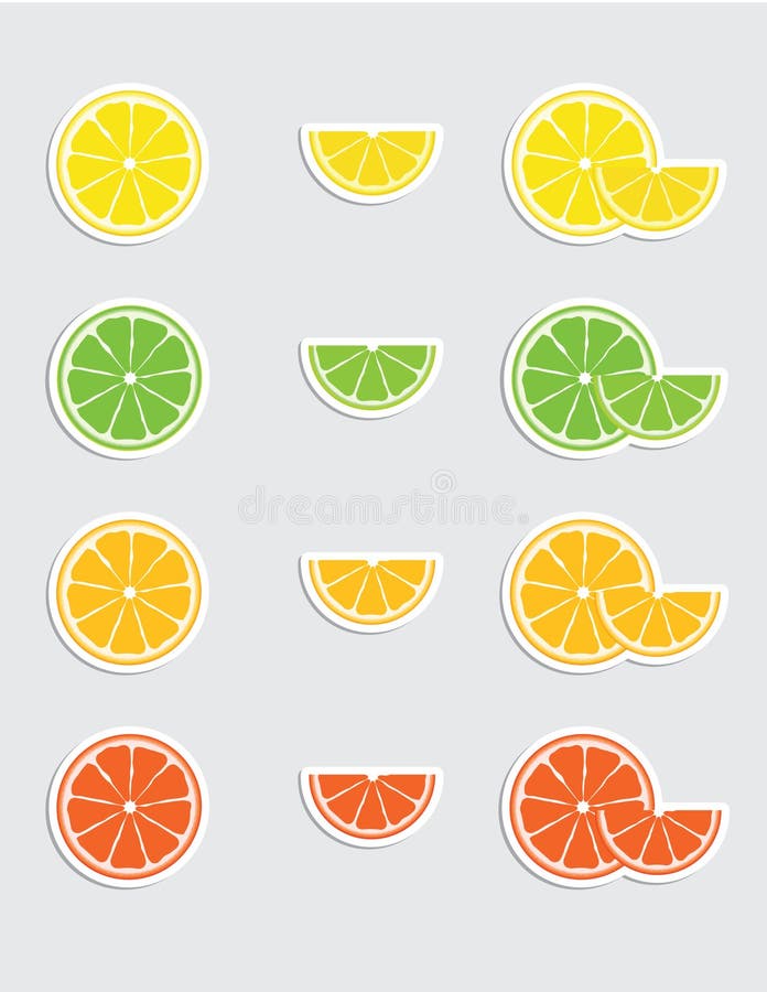 Citrus sticker collection stock vector. Illustration of healthy - 29299500