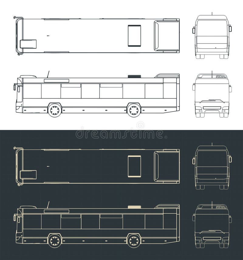 City bus blueprints stock vector. Illustration of urban - 338034563