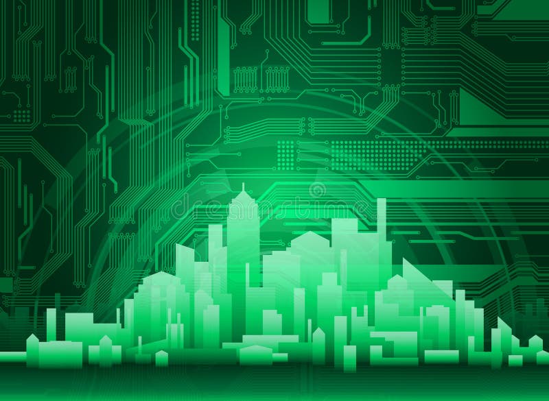 3D city computer chip stock illustration. Illustration of microchip ...