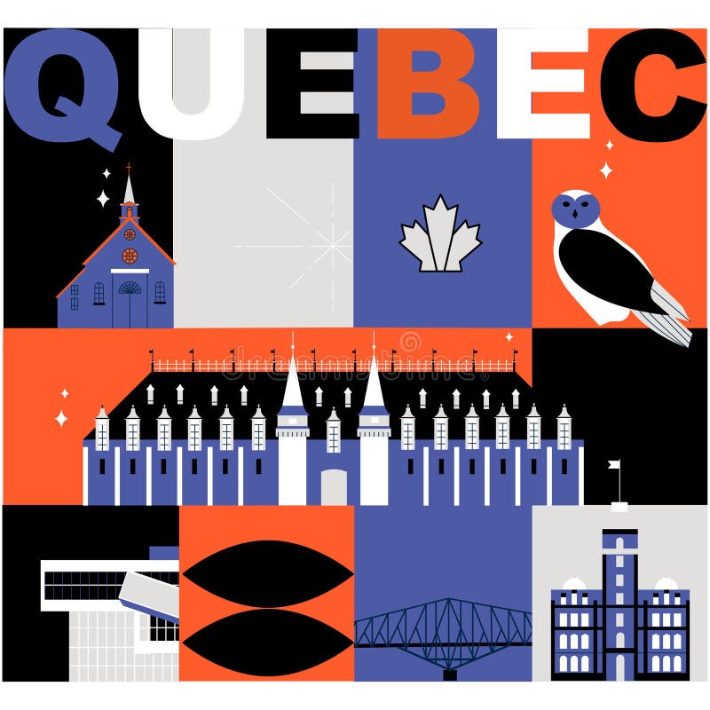 Typography Word Quebec Branding Technology Concept Vector Stock ...
