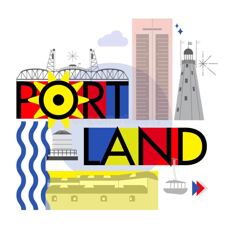 Typography Word "Portland" Branding Technology Concept Vector Stock ...