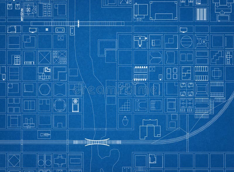 City from Above Architect Blueprint Stock Image - Image of financial ...