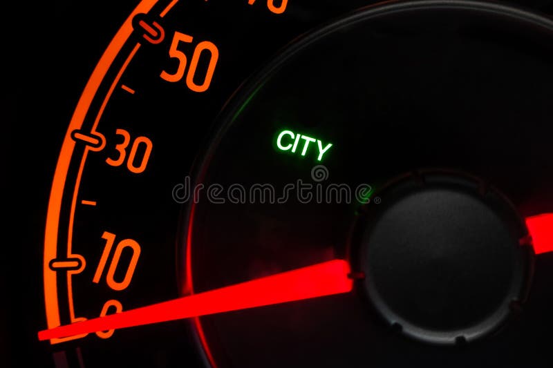 City Alert Light on Speedometer Stock Image - Image of help, transport ...