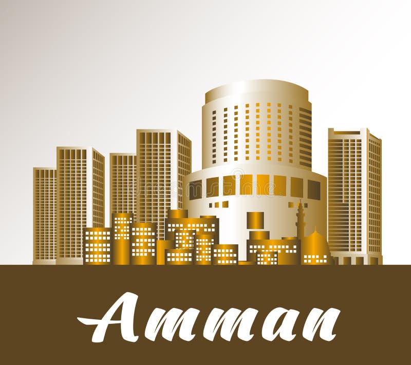 City of Amman Jordan Famous Buildings Stock Vector - Illustration of ...