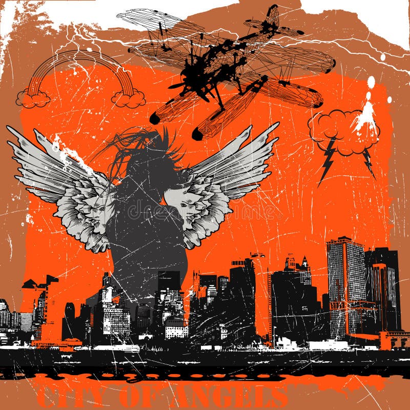 City of angels stock vector. Illustration of heaven, grunge - 8166707