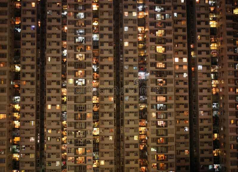 City Apartments Flats Block Night Stock Image - Image of modern ...