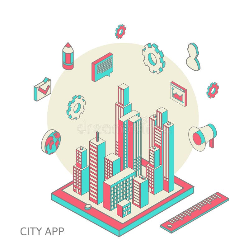 City app stock vector. Illustration of screen, global - 49220325