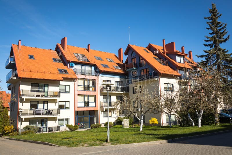 City architecture in Nida stock photo. Image of terrace - 95821752