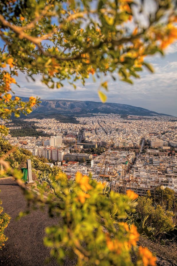 City of Athens with Spring Trees in Greece Stock Photo - Image of greek ...