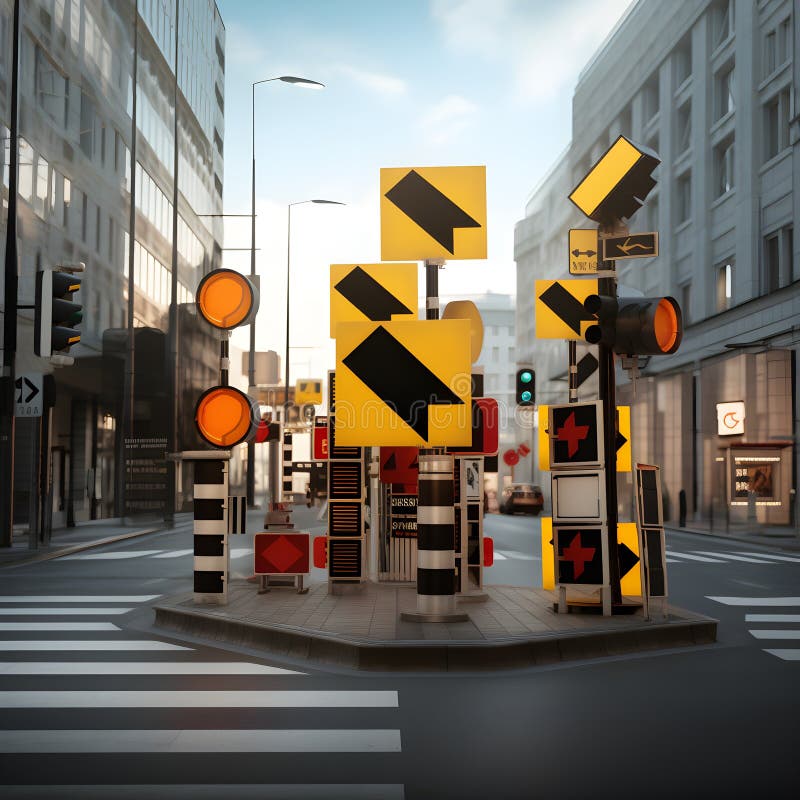 City Avenues Featuring Clear and Visible Signage Stock Illustration ...