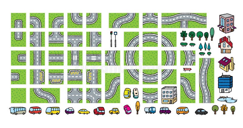 City Background Constructor. Create Your Own Road Map Stock Vector ...