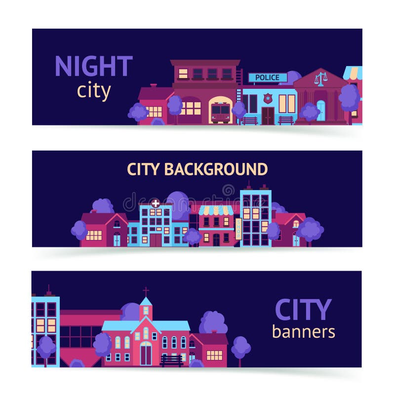 City Banner Set stock vector. Illustration of line, background - 59558668