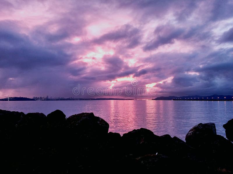 City by the Bay Aglow stock photo. Image of bridge, marina - 56089562