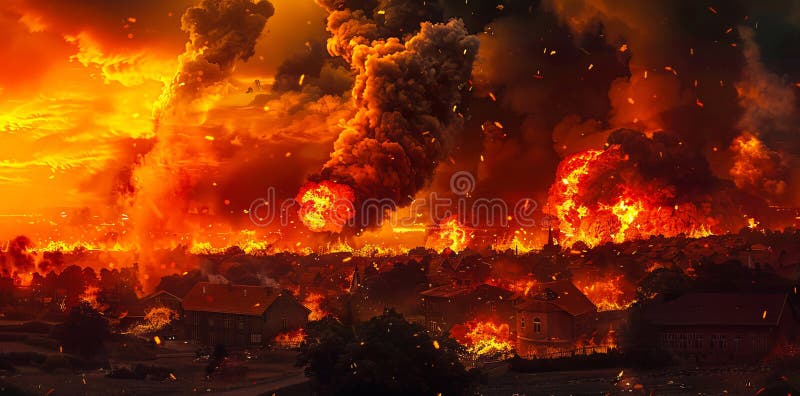 A City is Being Destroyed by Fire Stock Photo - Image of plume, city ...