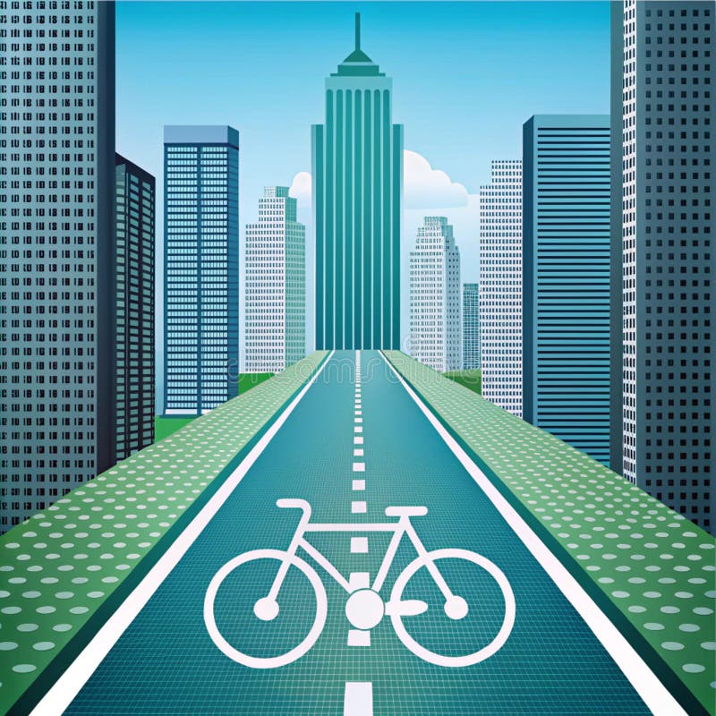 City bike lane stock illustration. Illustration of bike - 386381518