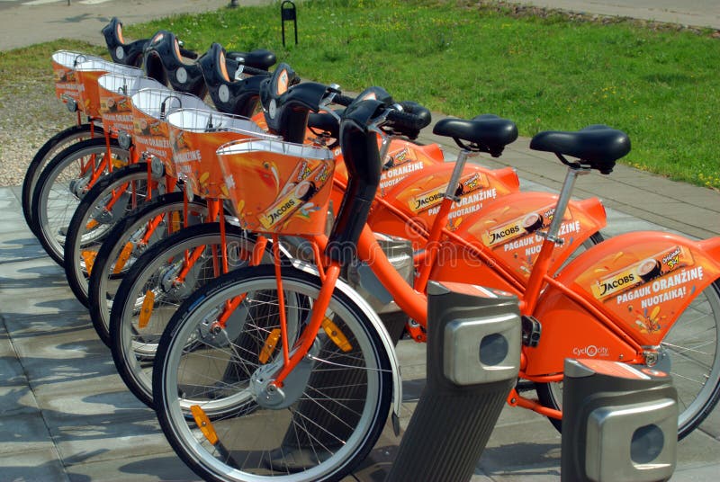 City Bikes for Rent on August 10, 2013 Editorial Stock Photo - Image of ...