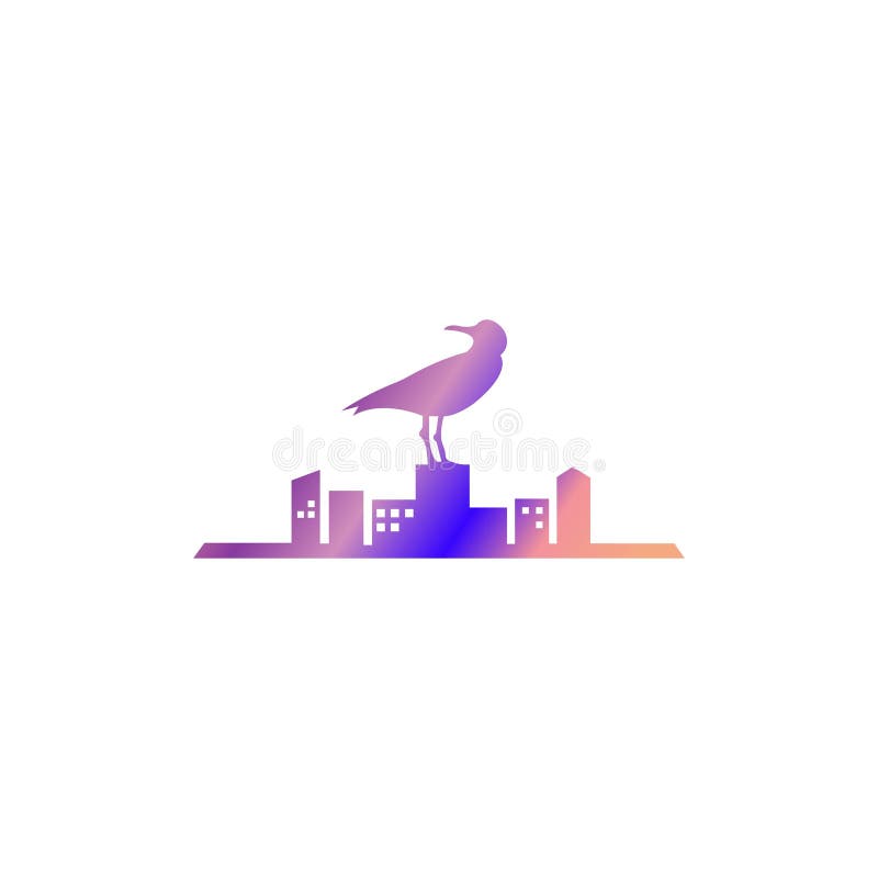 City and Bird Gradient Vector Logo Template Stock Vector - Illustration ...